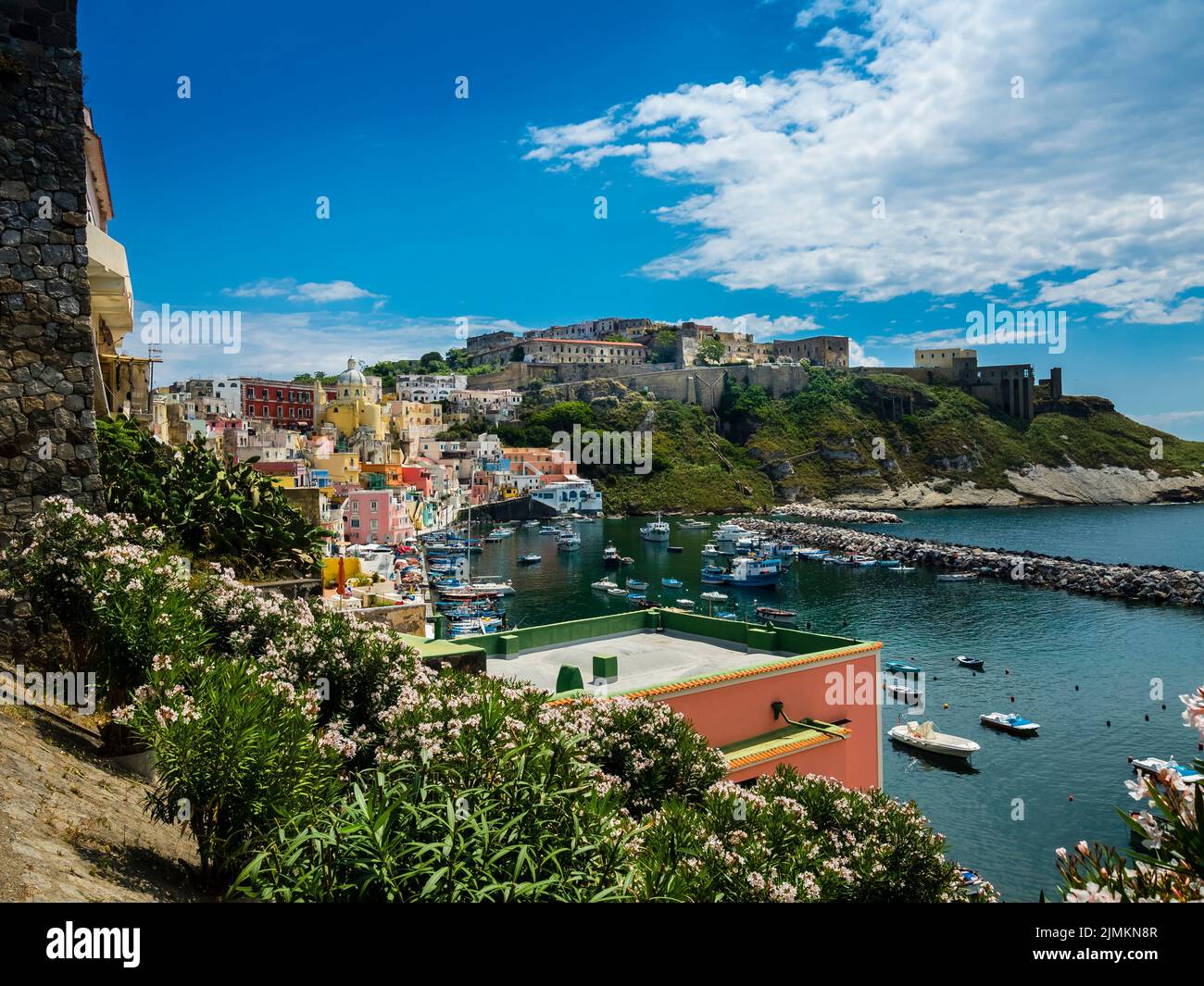 View of the island of Procida with its colorful houses Stock Photo - Alamy