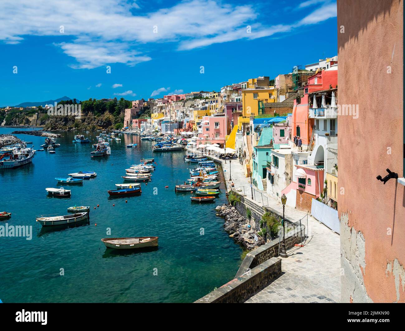 View of the island of Procida with its colorful houses Stock Photo - Alamy