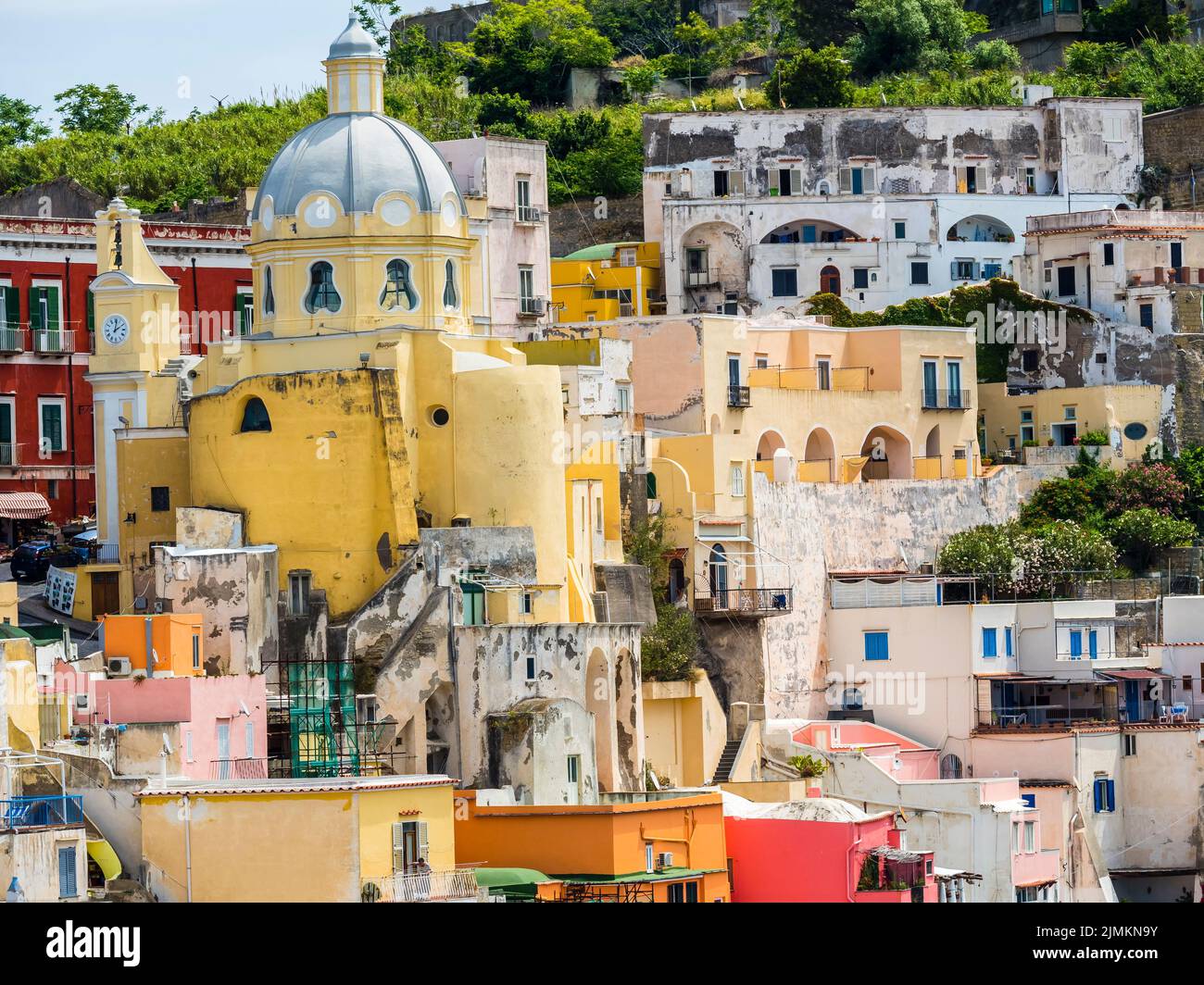 View of the island of Procida with its colorful houses Stock Photo - Alamy