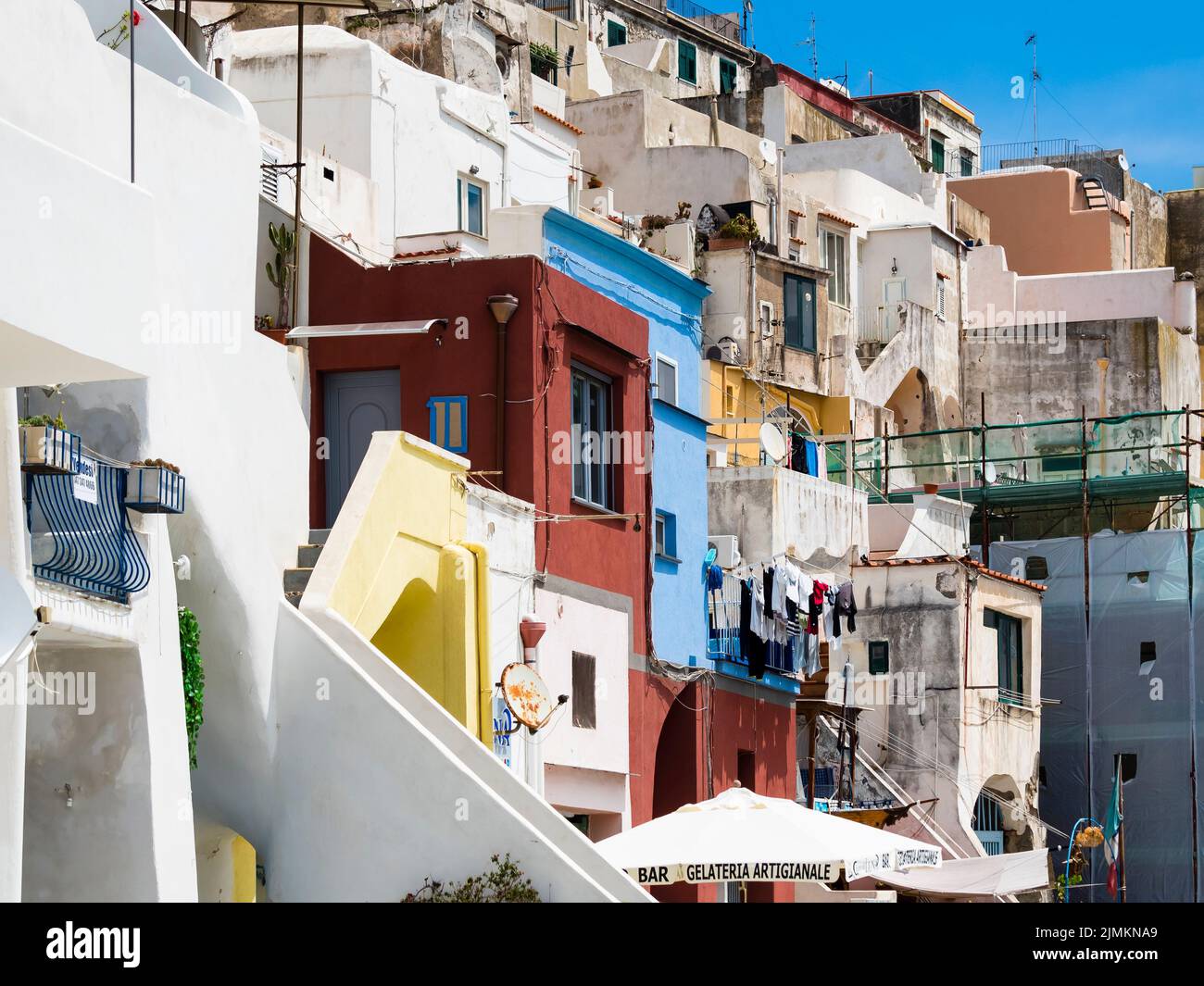 View of the island of Procida with its colorful houses Stock Photo - Alamy