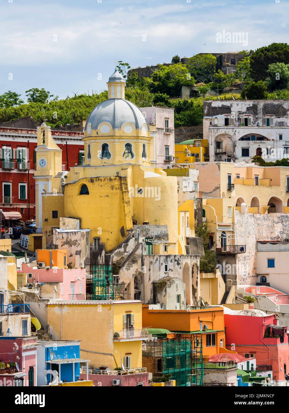 View of the island of Procida with its colorful houses Stock Photo - Alamy