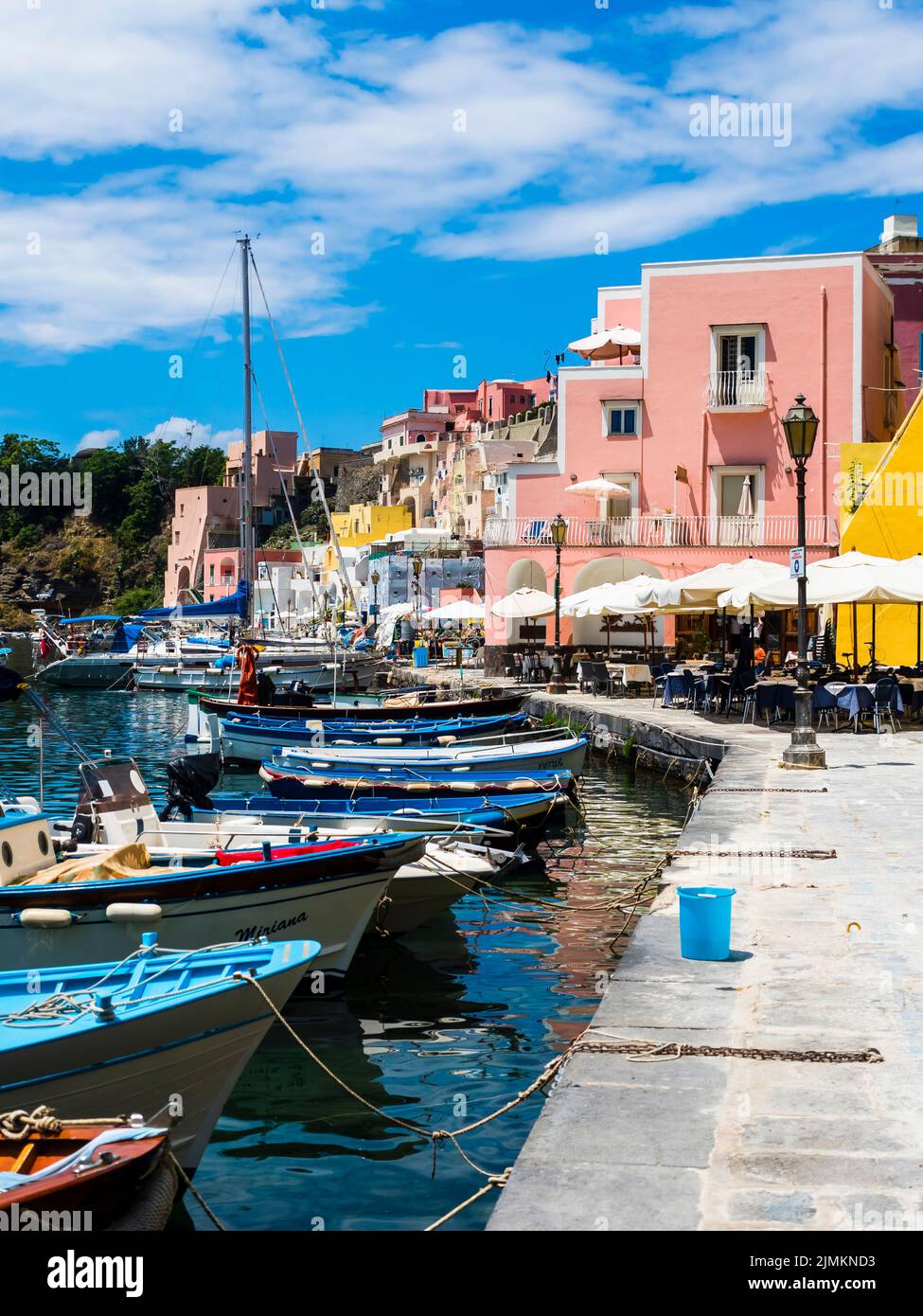 View of the island of Procida with its colorful houses Stock Photo - Alamy