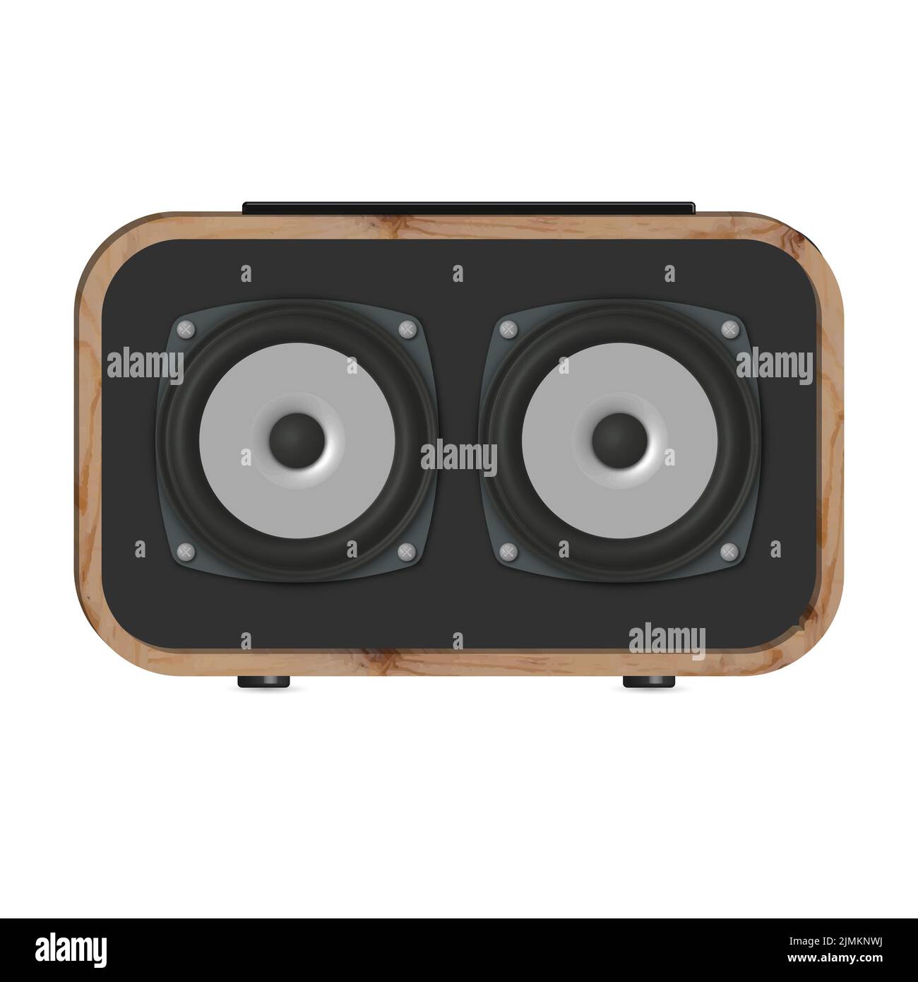 Wooden portable music speaker. Front view, 3D vector illustration Stock ...
