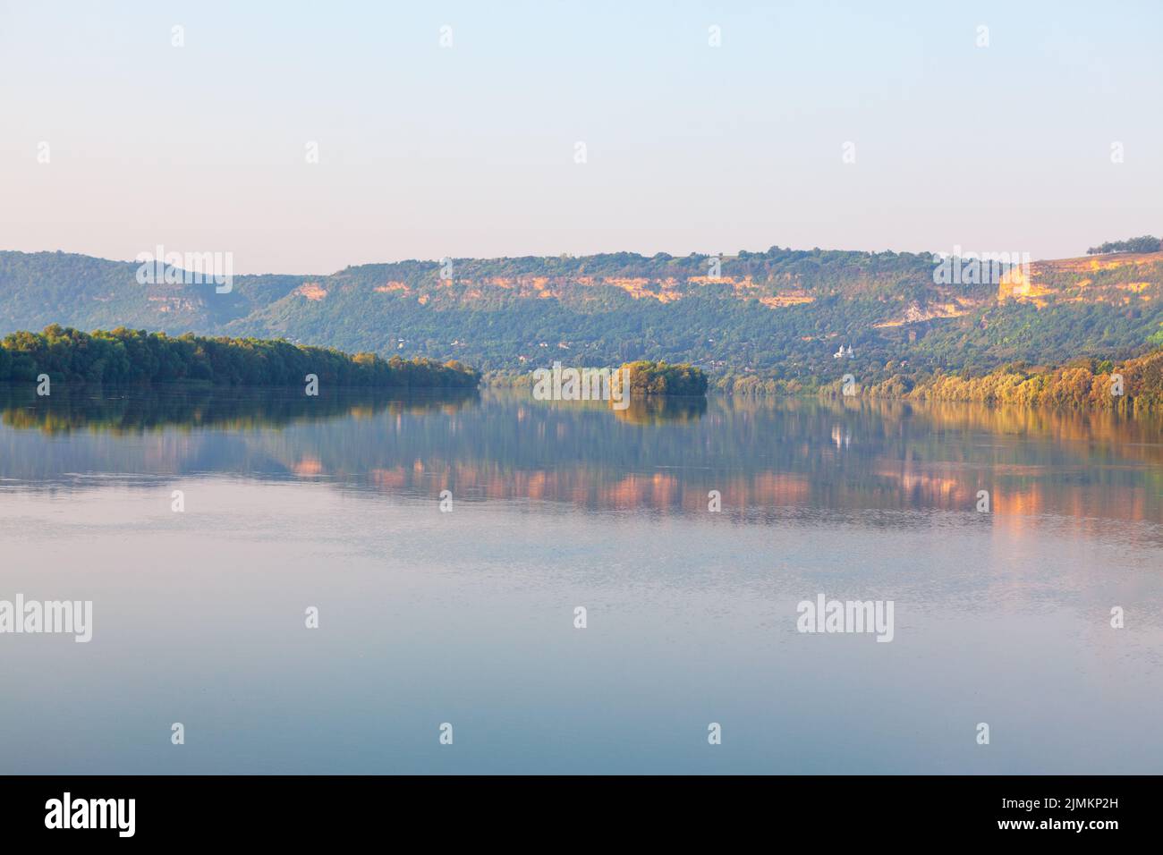 Lake water surface scenery . Landscape with nature reflection in water ...