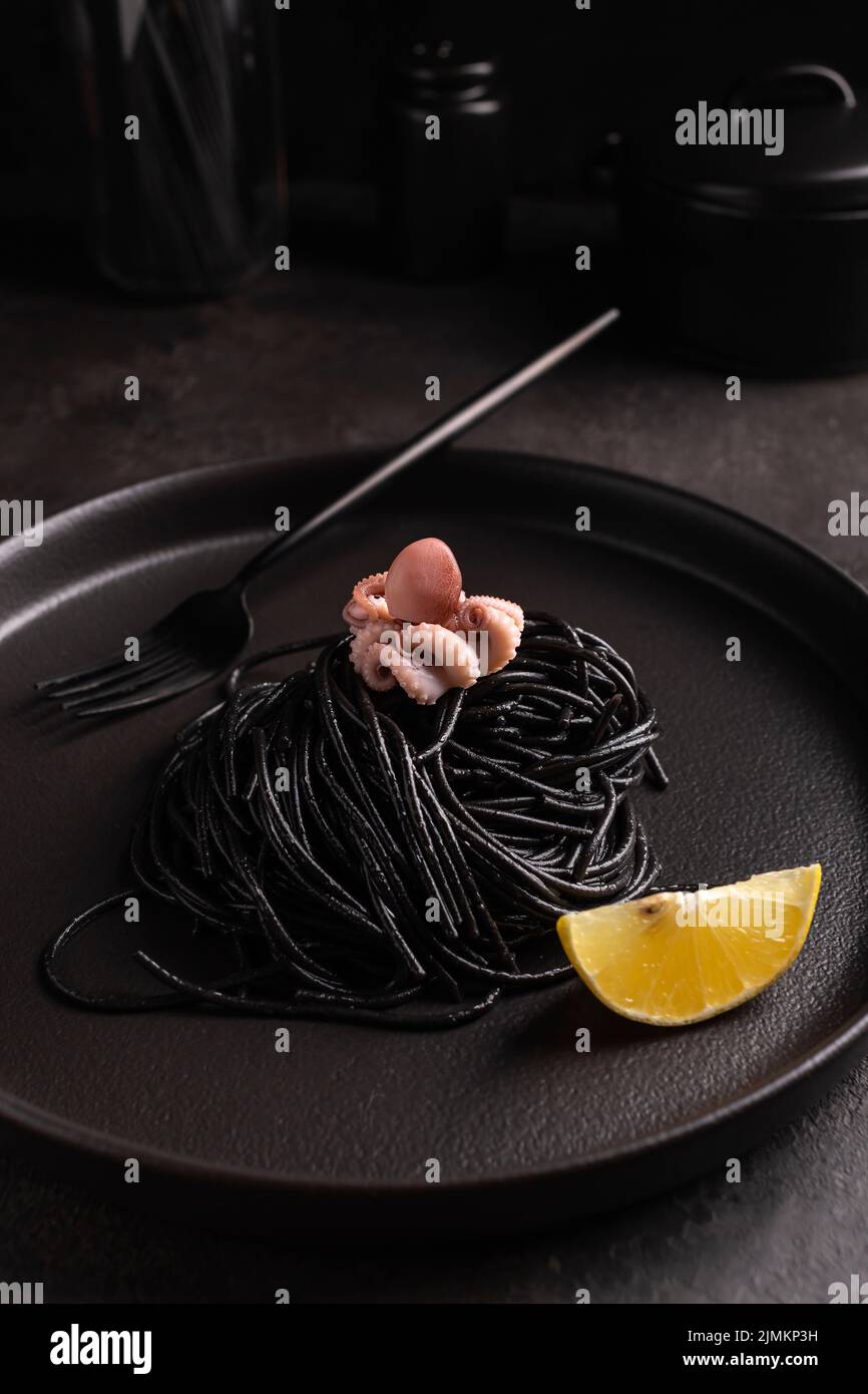 Cuttlefish ink noodles hi-res stock photography and images - Alamy