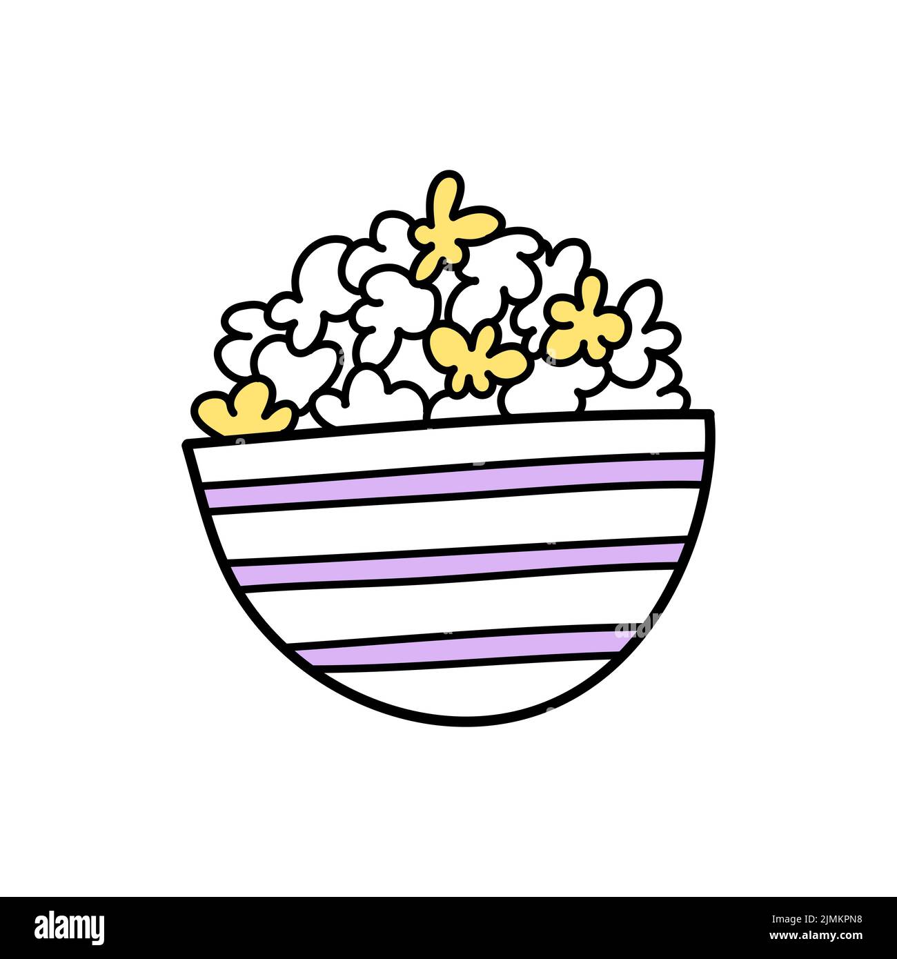 Vector illustration of big bowl of popcorn in doodle style Stock Vector ...
