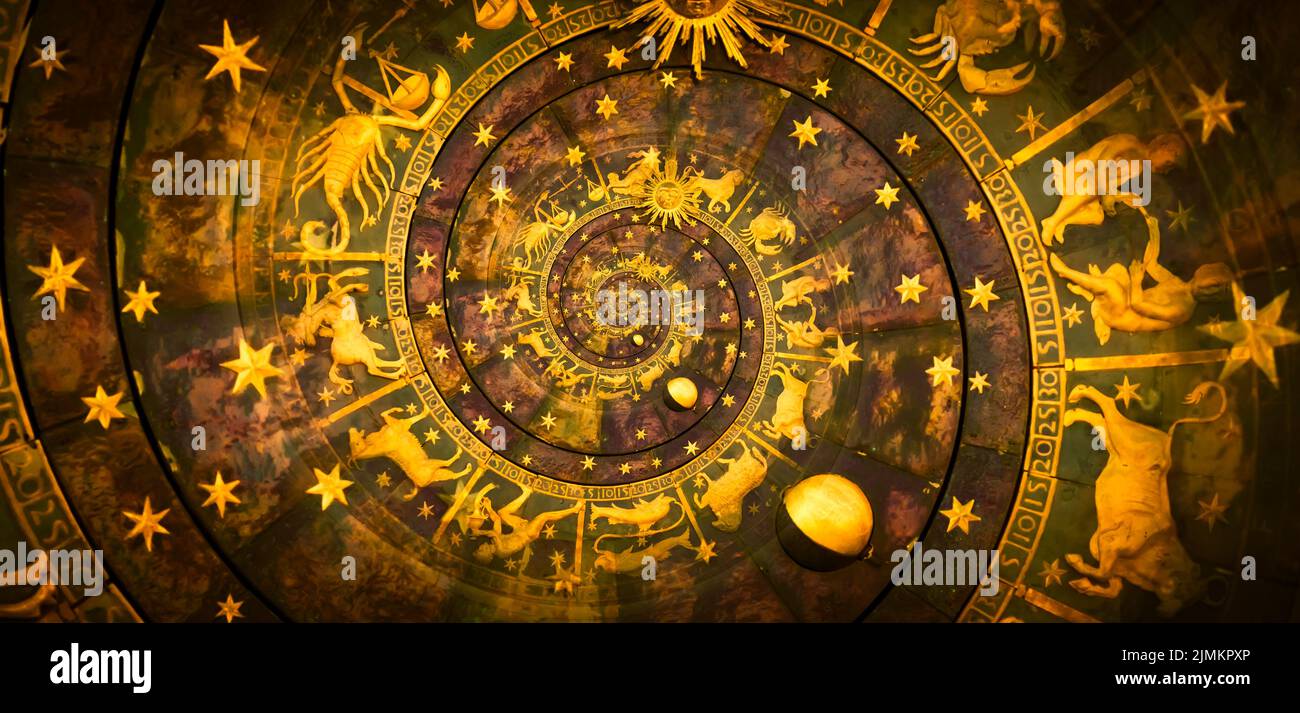 Zodiac Signs Horoscope background. Concept for fantasy and mystery ...