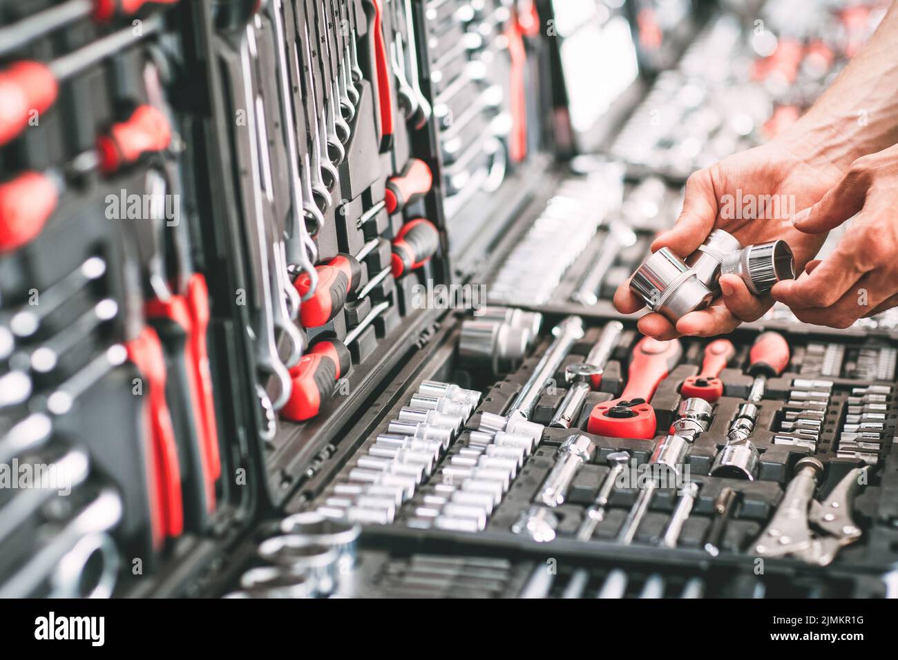 engineer tool retail handyman choosing instruments Stock Photo - Alamy