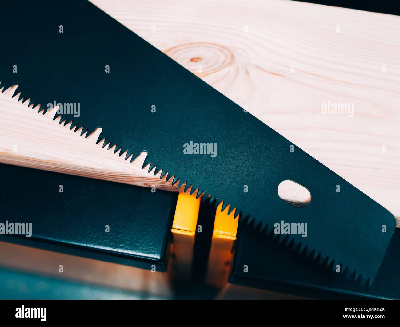 black steel hand saw woodwork tools instruments Stock Photo - Alamy