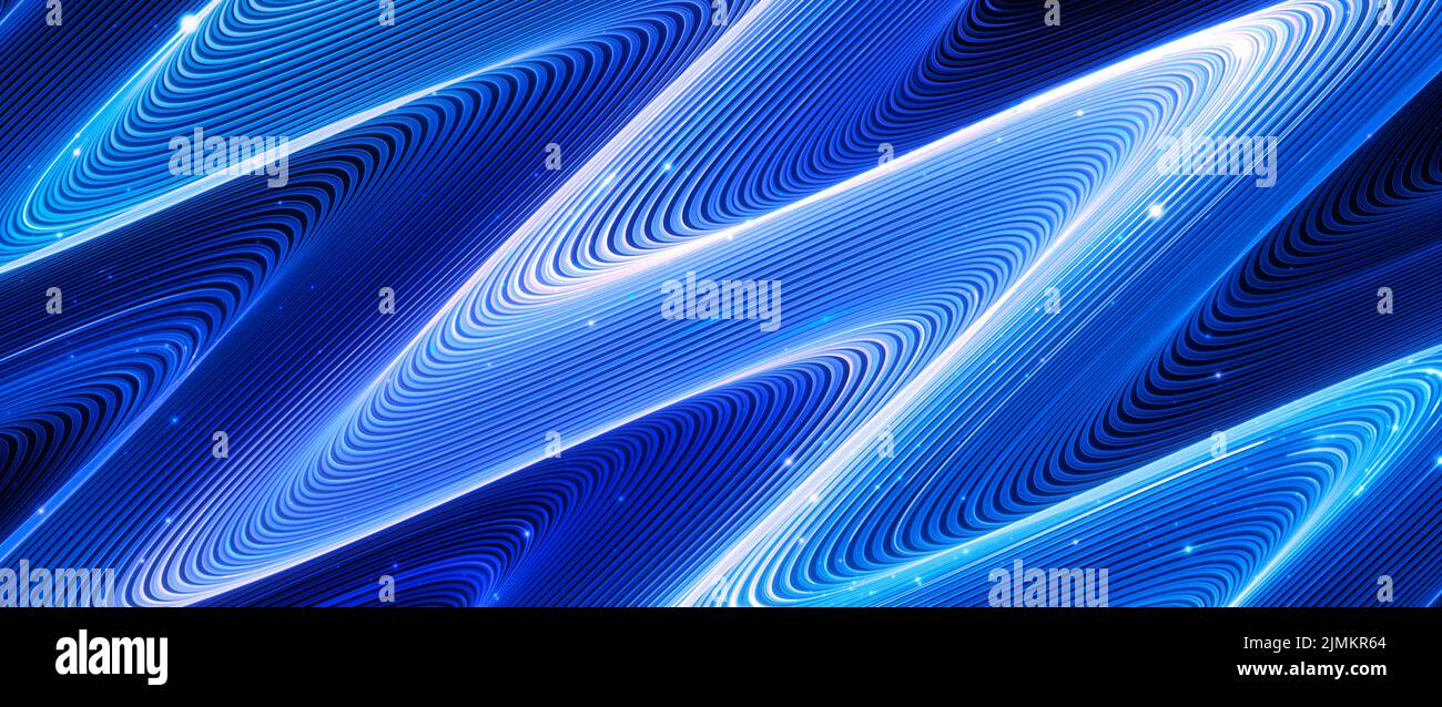 Blue glowing widescreen technology waves, computer generated abstract background, 3d rendering ...