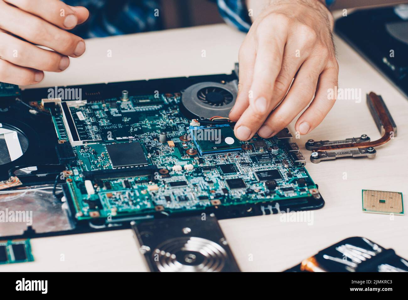 computer maintenance disassembled laptop circuit Stock Photo - Alamy