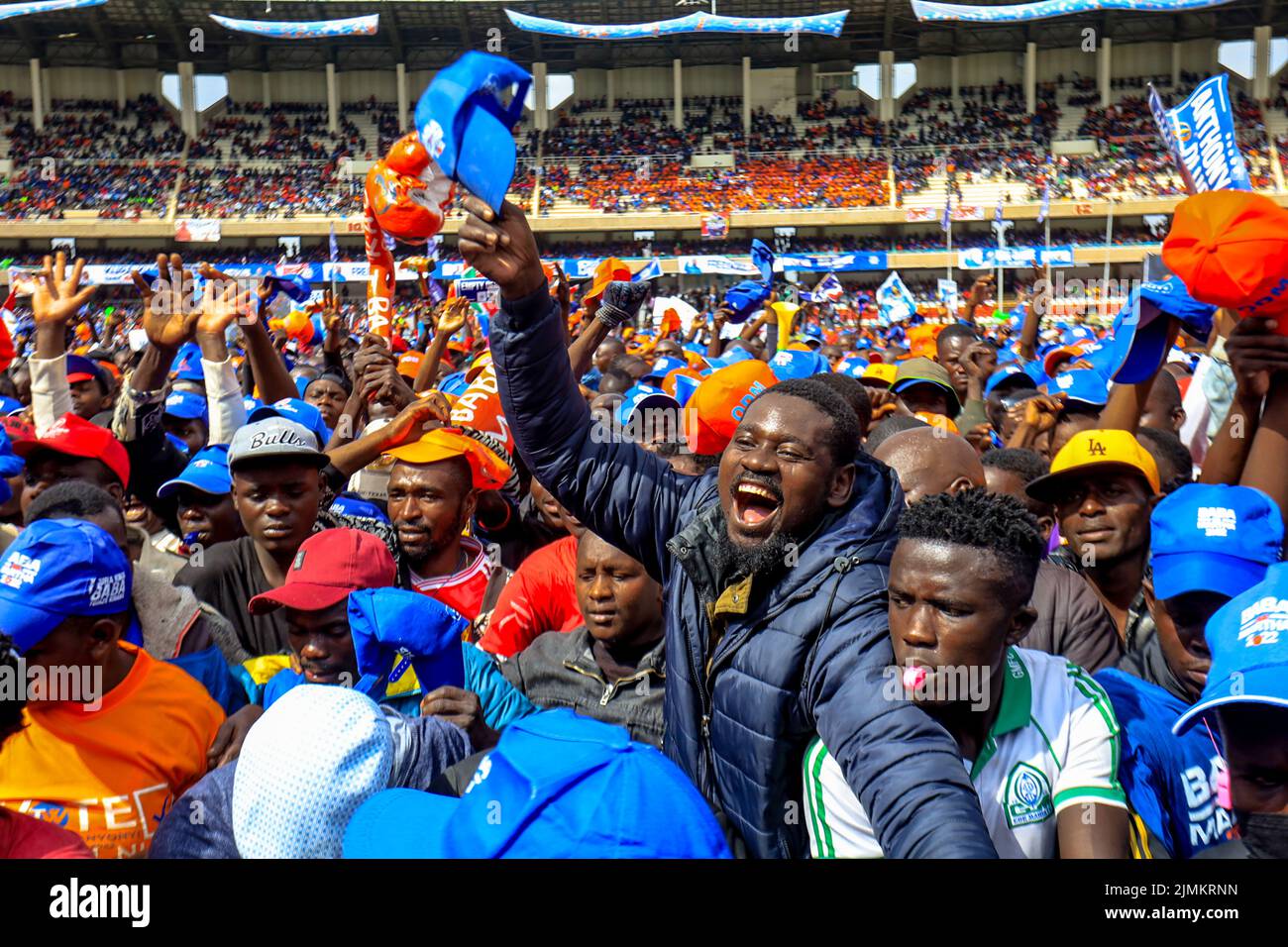 Nairobi, Kenya. 6th Aug, 2022. The Azimio la Umoja Kenya Kwanza supporters gather together ...