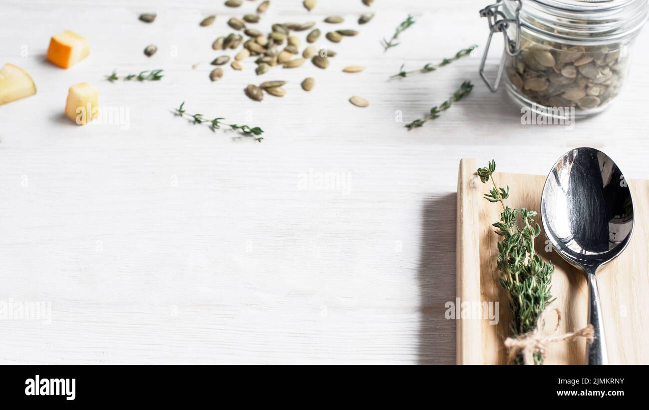 culinary class organic food ingredients spoon Stock Photo - Alamy