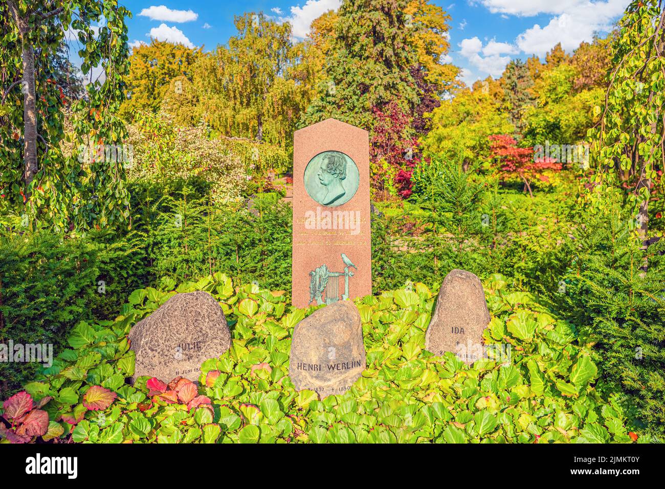 The grave of Danish lyric poet Rasmus Villads Christian Ferdinand ...