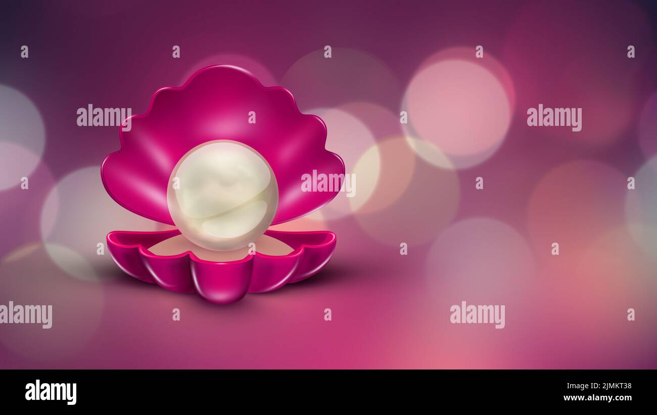 Bright Pink Shell with Golden Pearl Stock Photo - Alamy