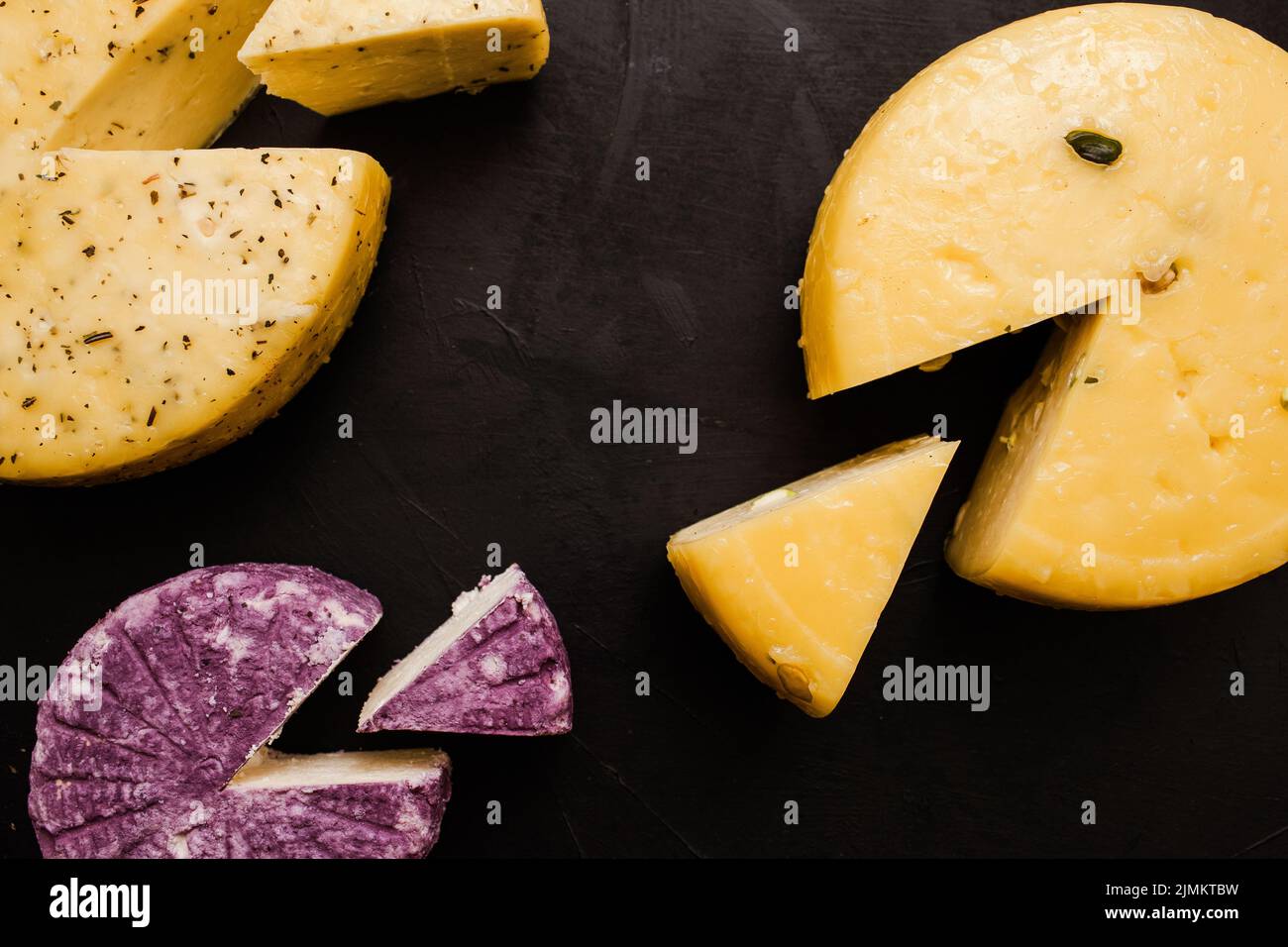 gourmet food composition dairy products cheese Stock Photo - Alamy