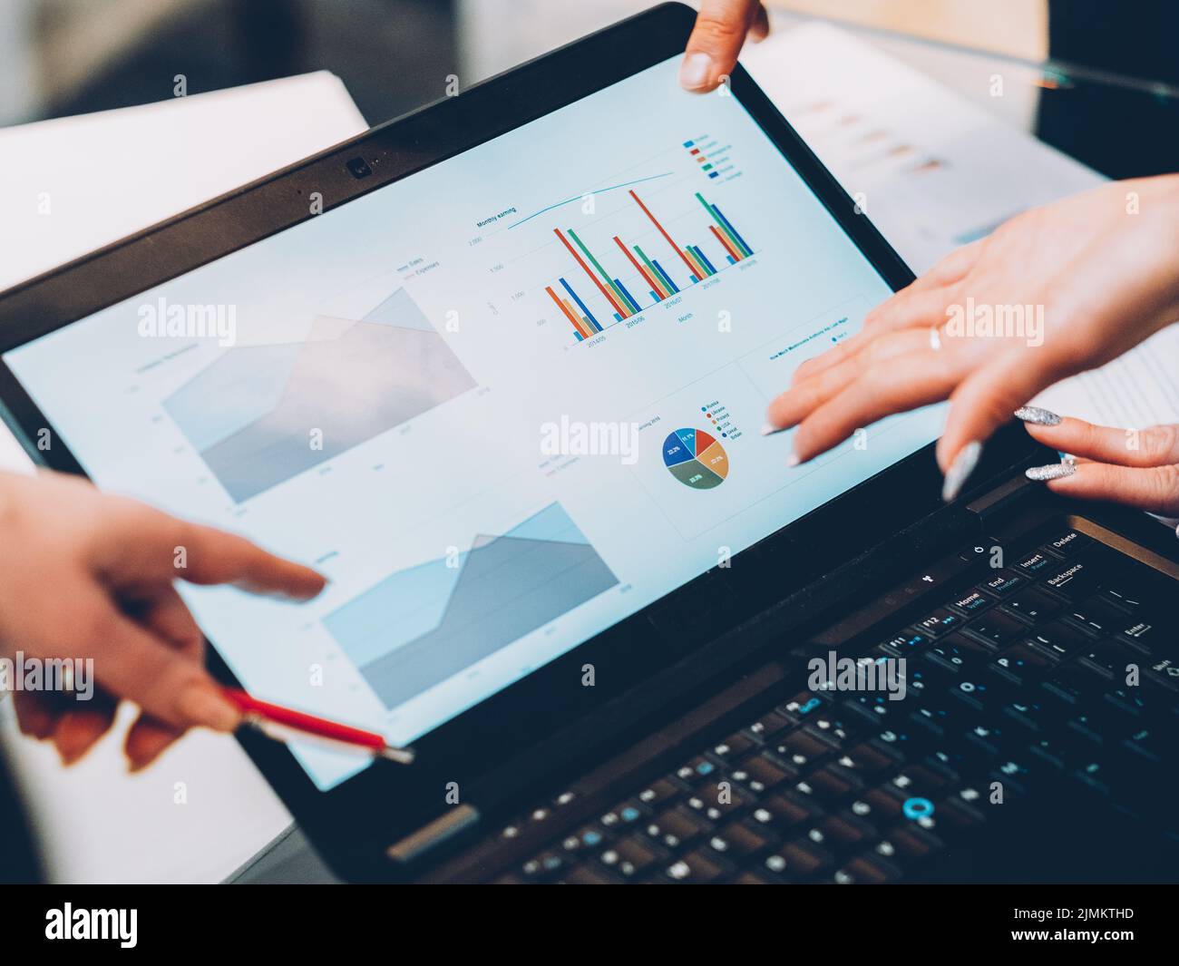 business analysis report professional team laptop Stock Photo - Alamy