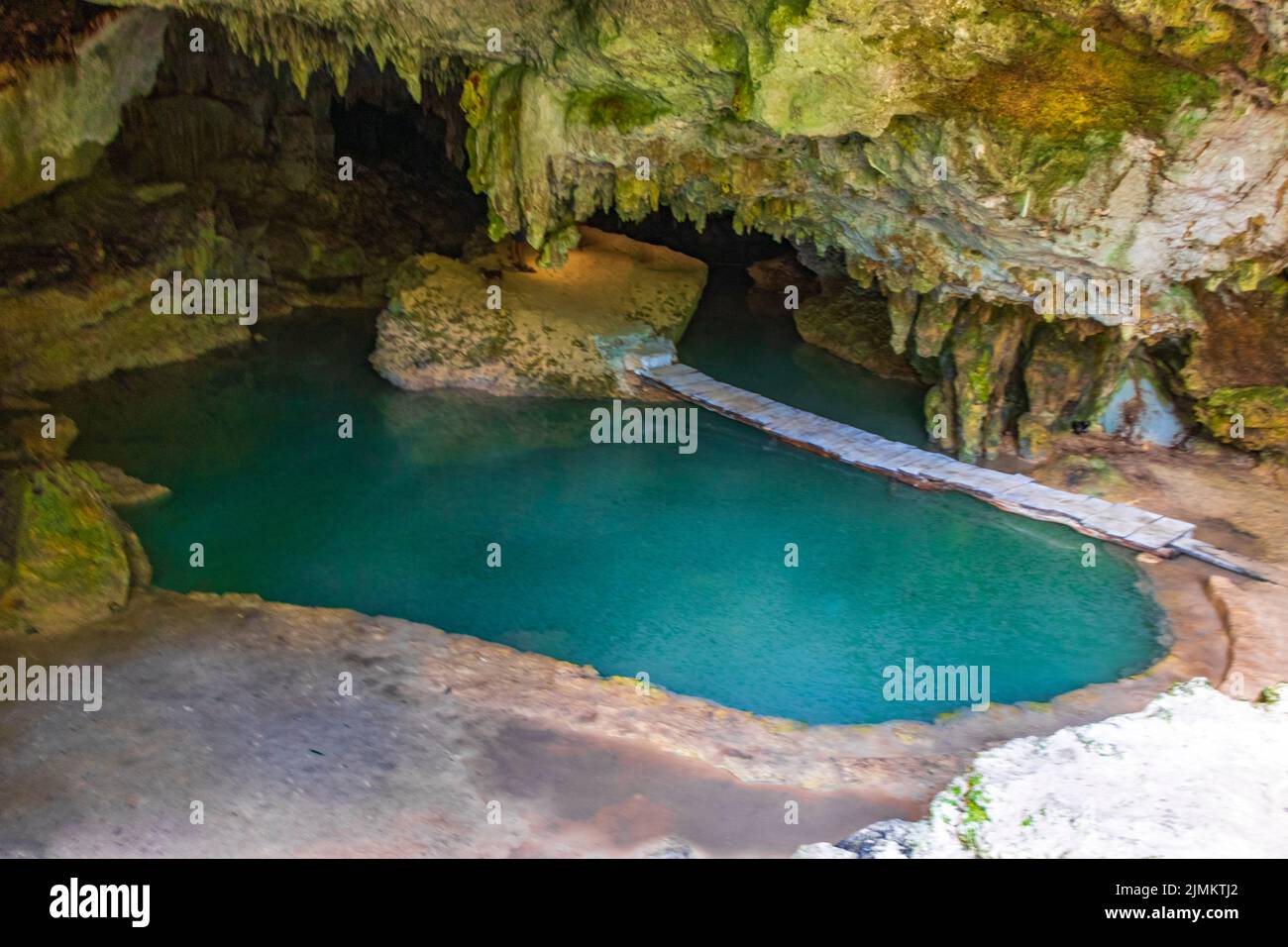 Amazing blue turquoise water and limestone cave sinkhole cenote Mexico ...