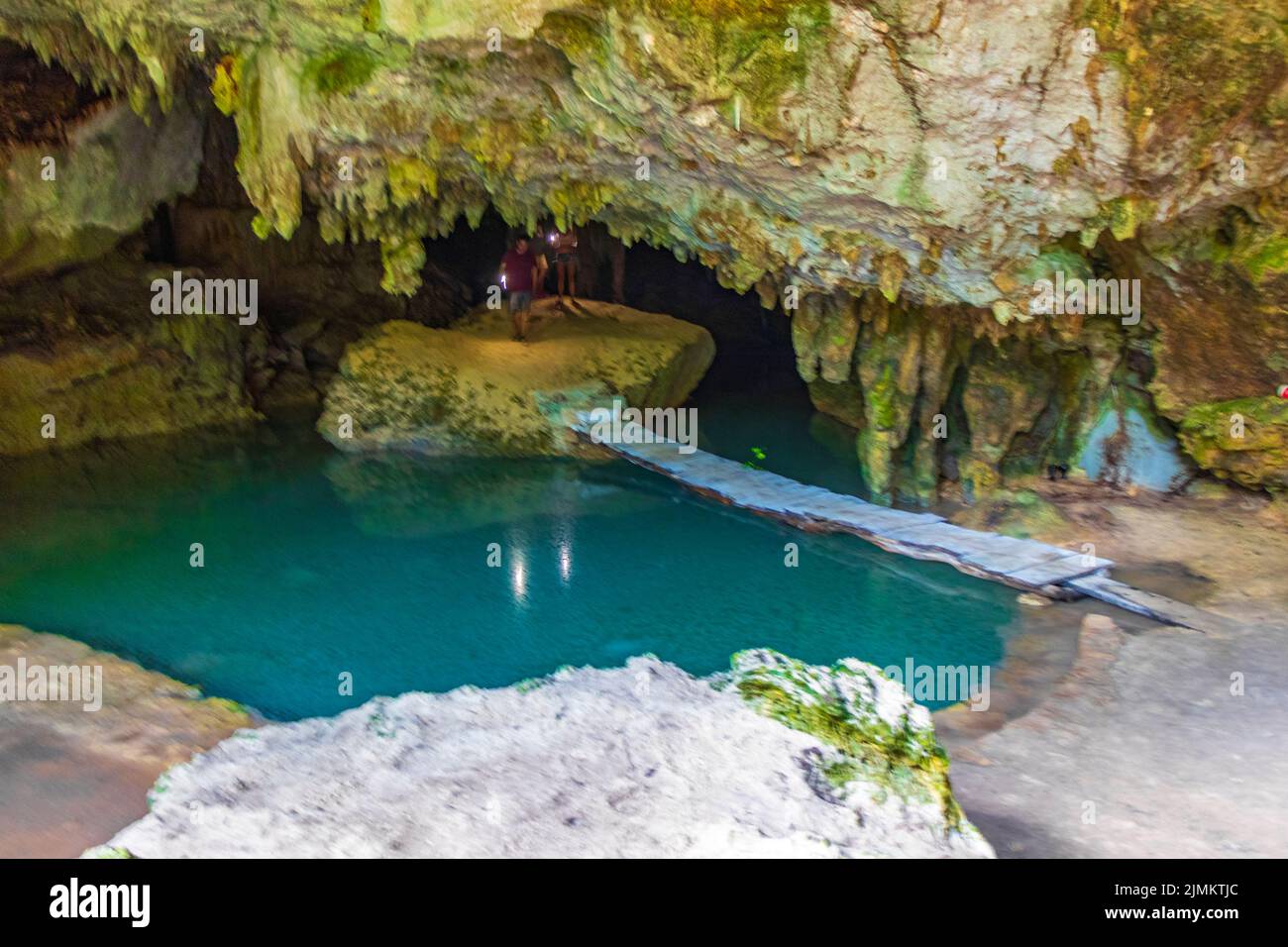 Amazing blue turquoise water and limestone cave sinkhole cenote Mexico ...
