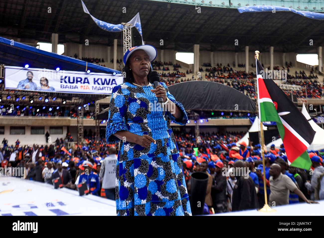 Nairobi, Kenya. 6th Aug, 2022. Martha Karua of the Azimio la Umoja one Kenya speaks during the ...
