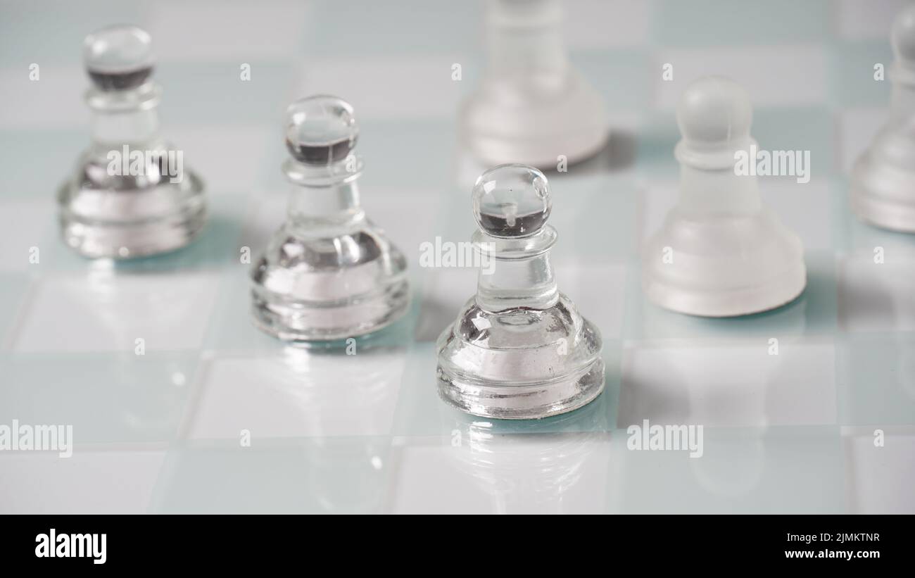 Pieces of transparent chess, pawns. Transparent chess figures on ...