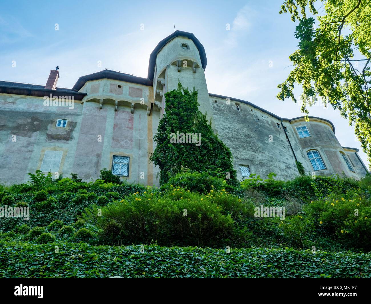 The residential building of the castle grew ivy from the garden. Jansky ...