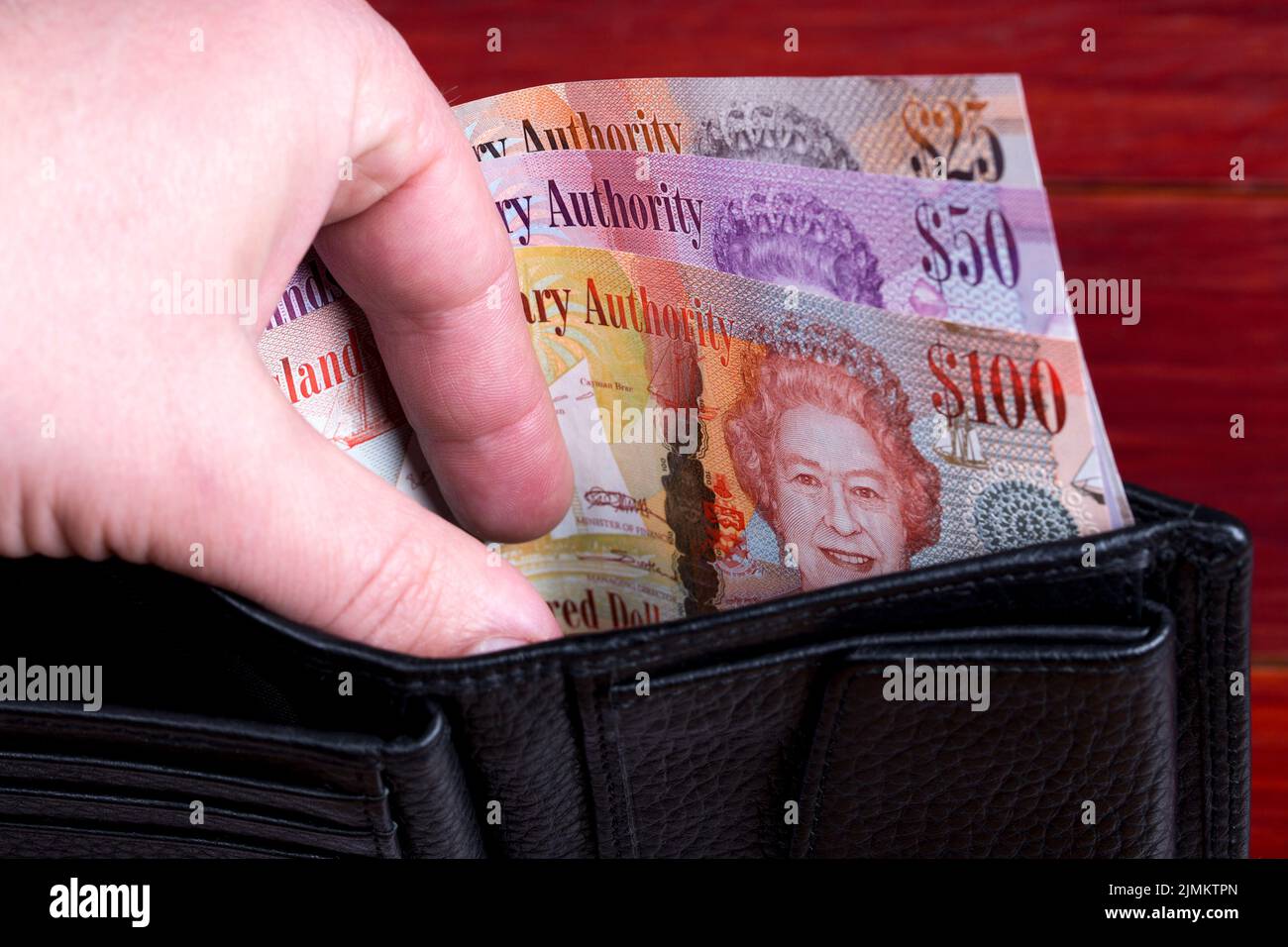 Cayman Islands money - Dollars in the black wallet Stock Photo - Alamy