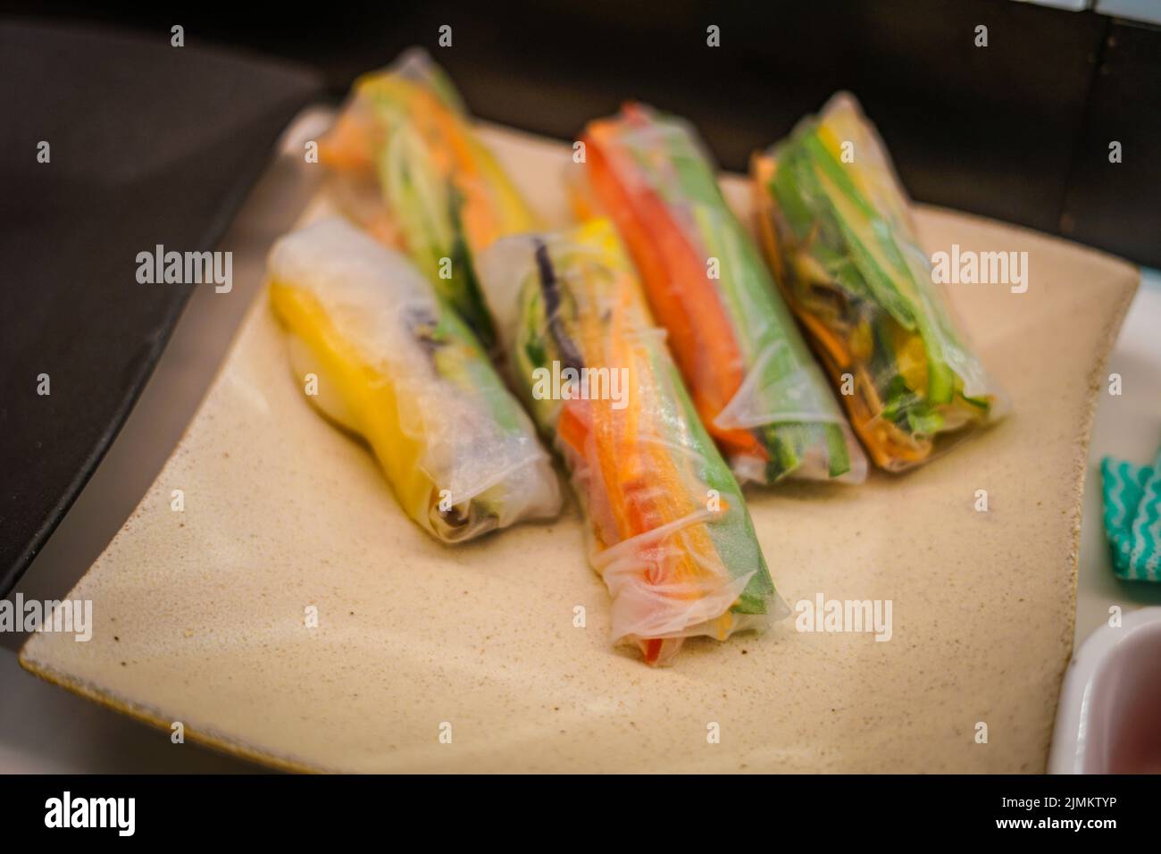 Ingredientss Cousin Do raw spring rolls of image Stock Photo - Alamy