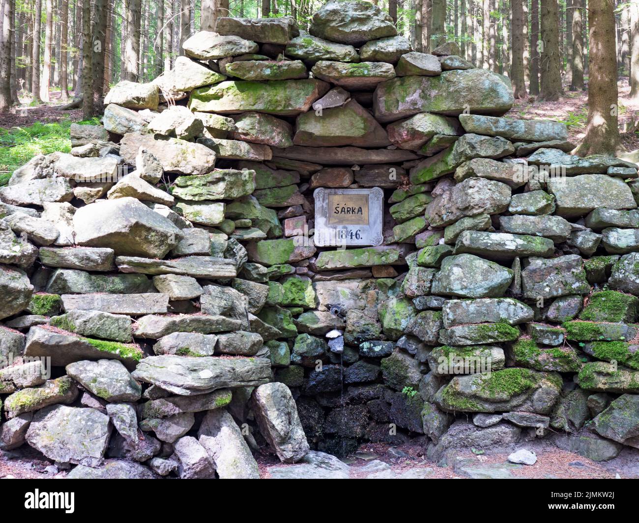 JESENIK SPA - CZECH REPUBLIC - JULY 18, 2022: Sarka pramen, Sarah water ...