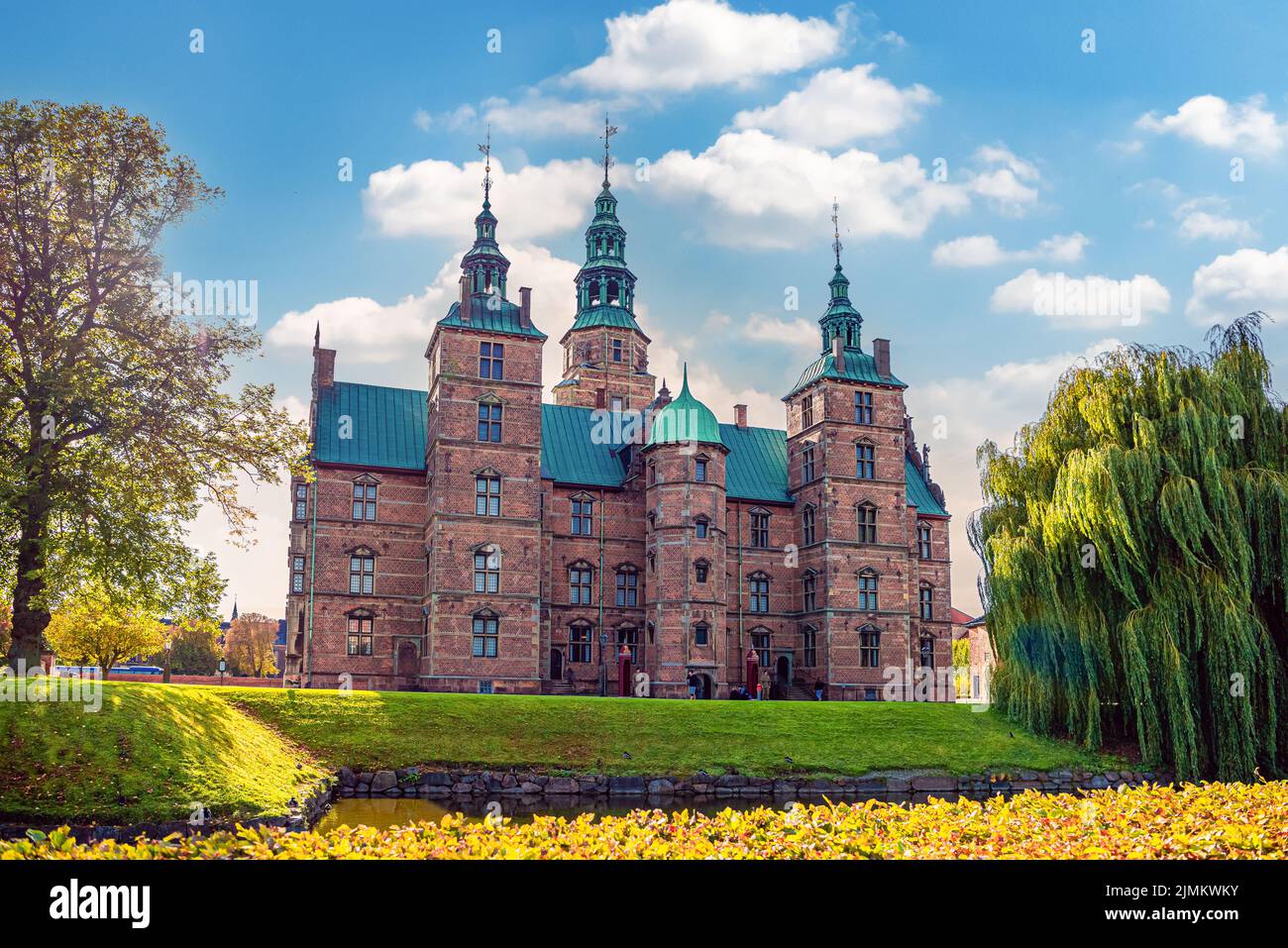 Old brick Rosenborg Castle with museum in the Kings gardens park with ...