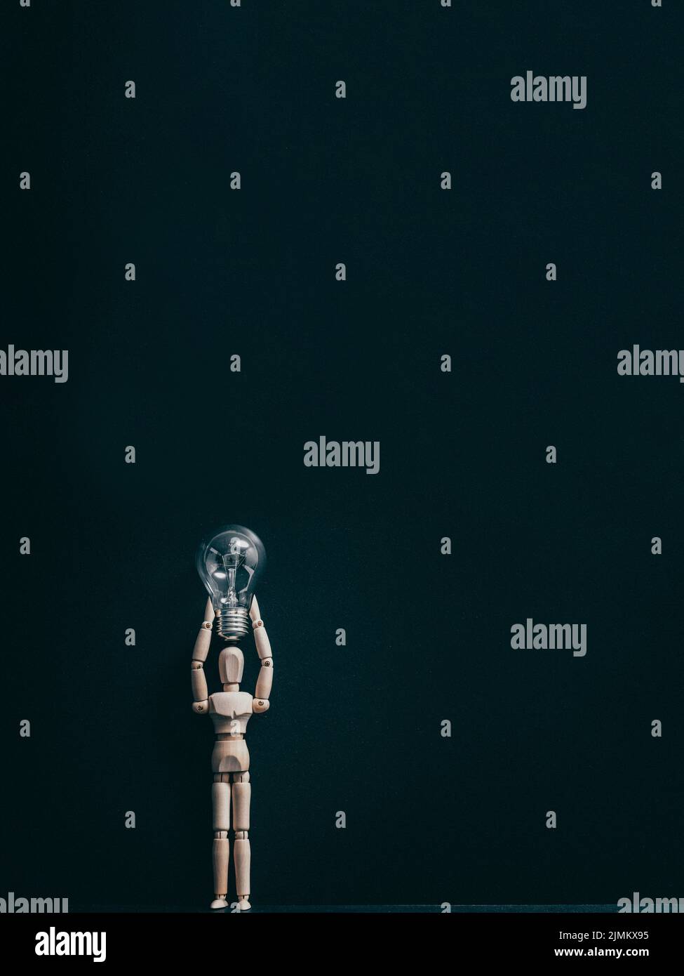 creative discovery invention idea wooden manikin Stock Photo - Alamy