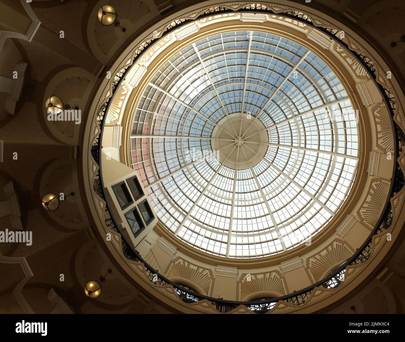 The glass dome inside the entrance of the historic winter gardens ...