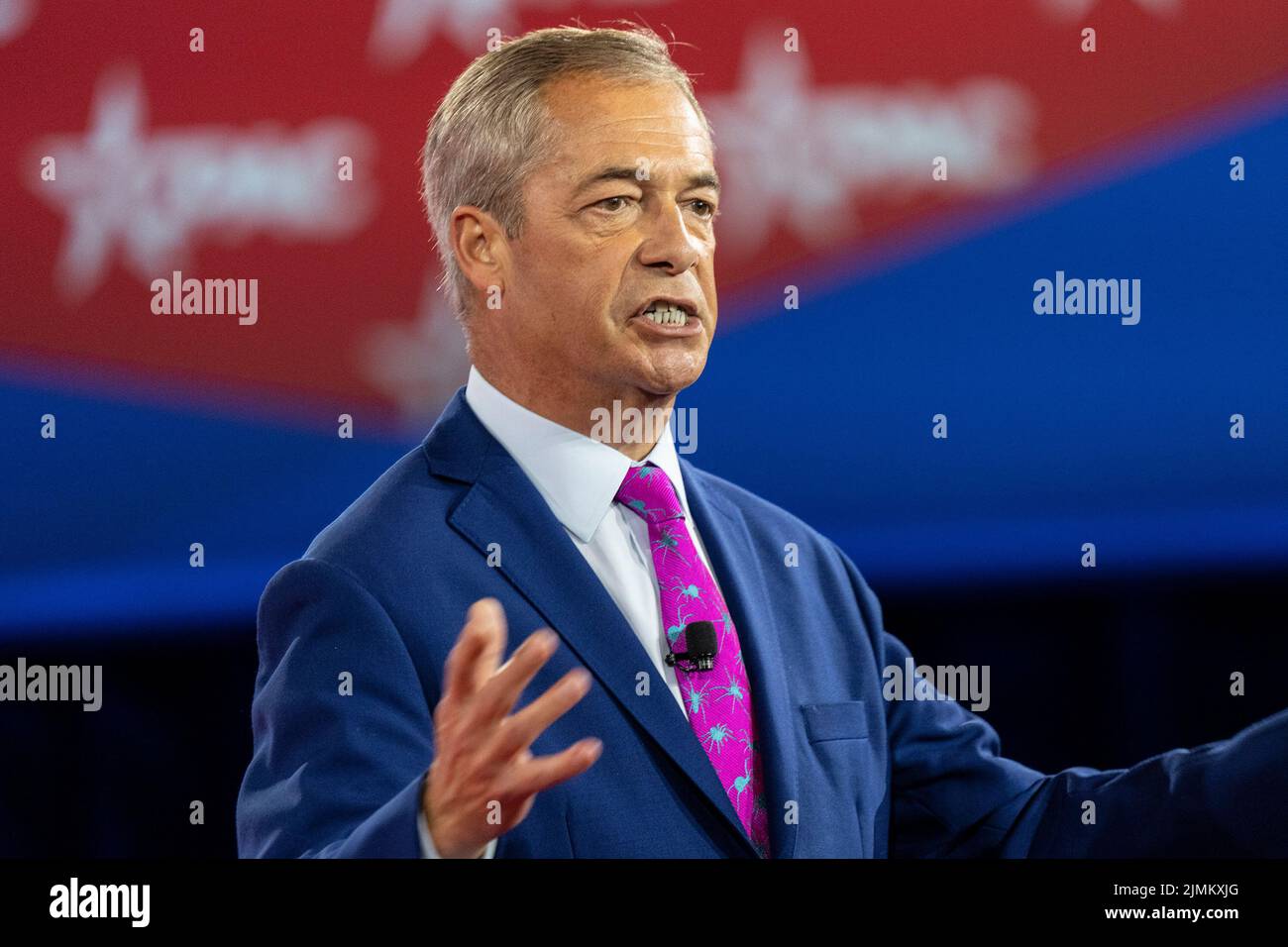 Nigel Farage speaks during CPAC Texas, USA. , . (Photo by Lev Radin ...