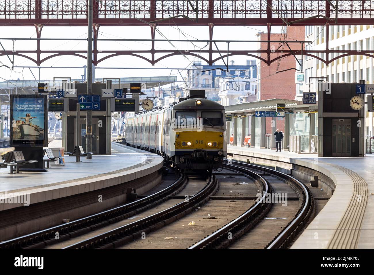 Antwerp, Belgium, April 3rd 2022, train departing from station at ...
