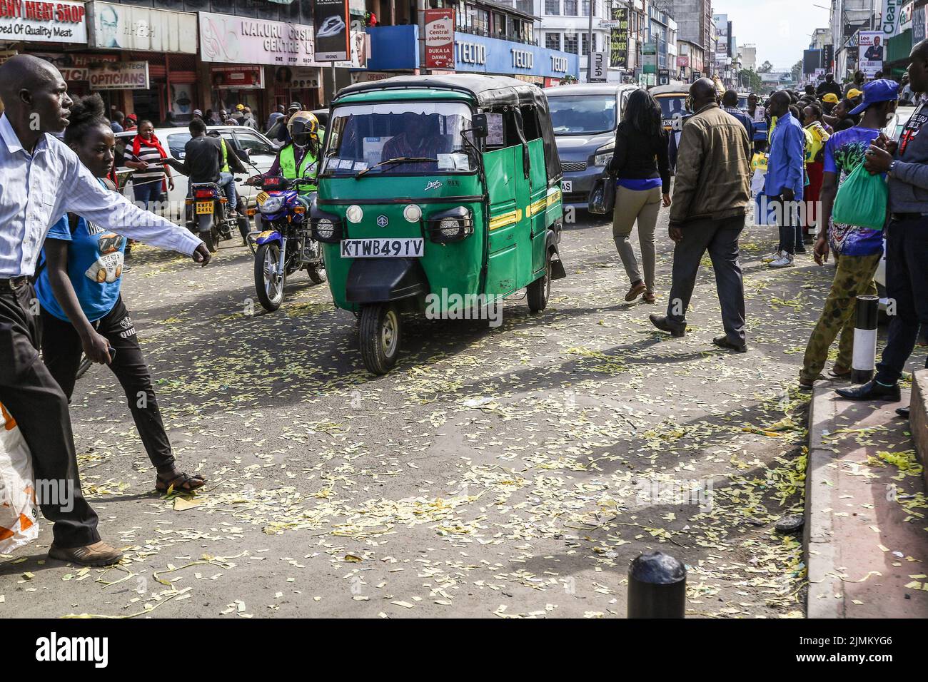 Nakuru, Kenya. 05th Aug, 2022. Residents go about their business in a ...