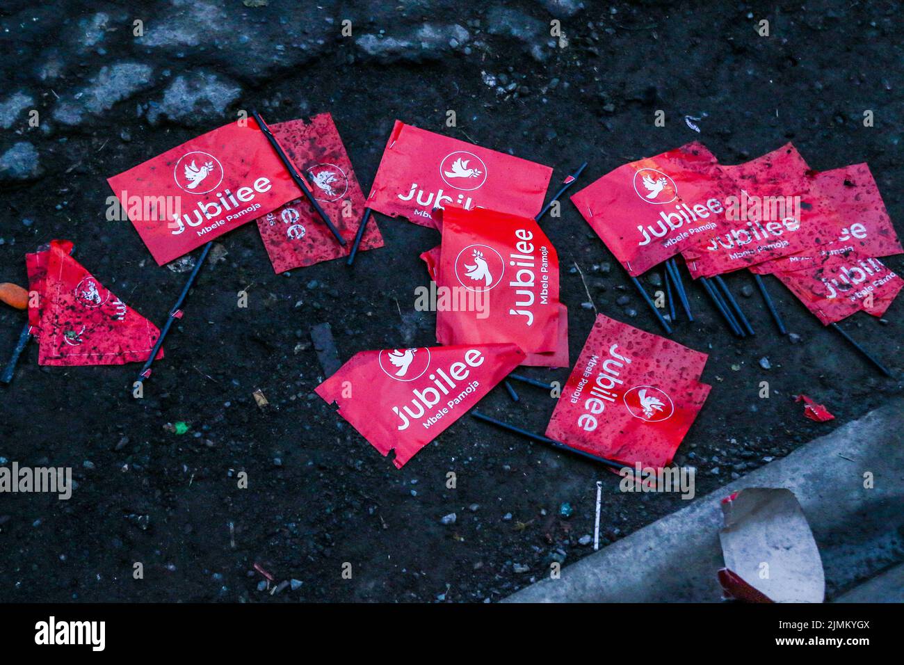 Nakuru, Kenya. 06th Aug, 2022. General view of campaign posters ...