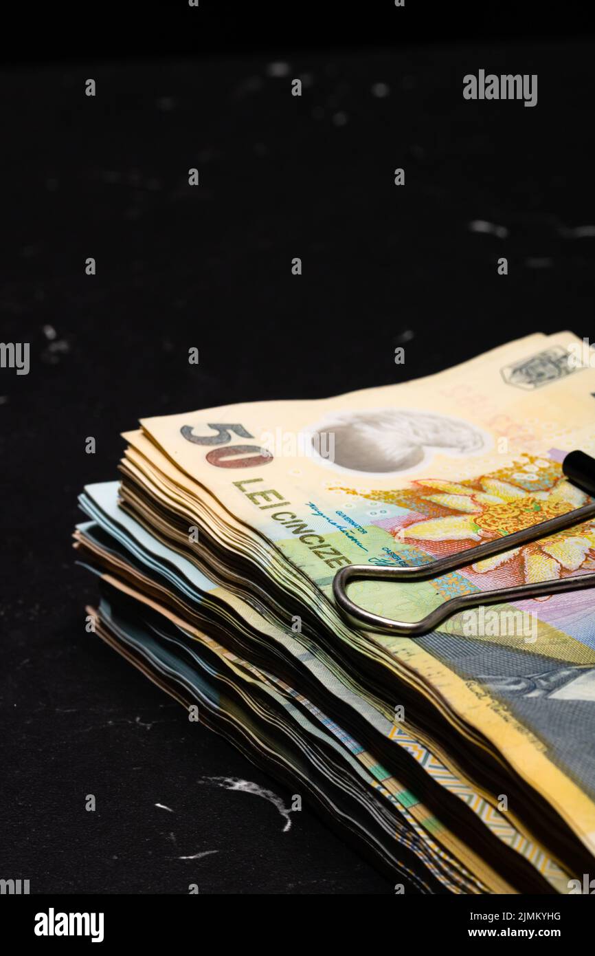 Romanian LEI currency. Europe inflation, LEI money Stock Photo - Alamy