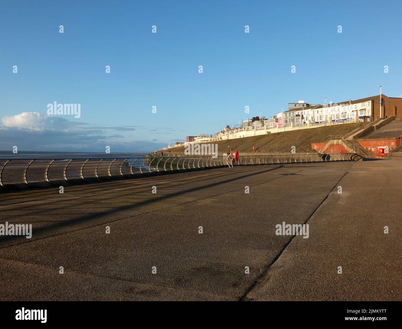 Perspective view of the promenade walkway in north blackpool with ...