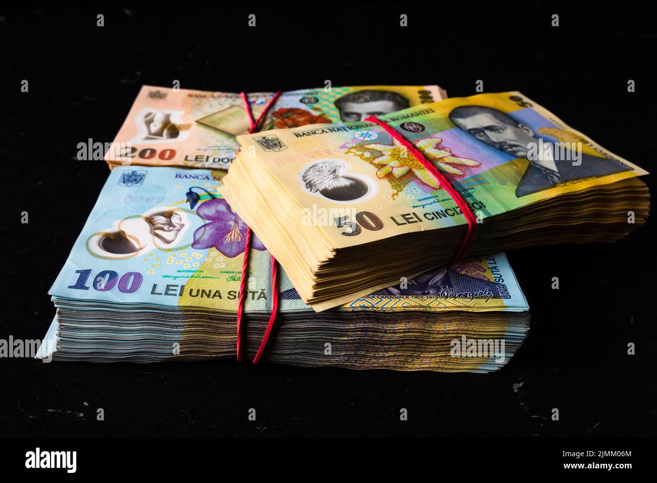 Stack of LEI Romanian money. RON Leu Money European Currency Stock ...