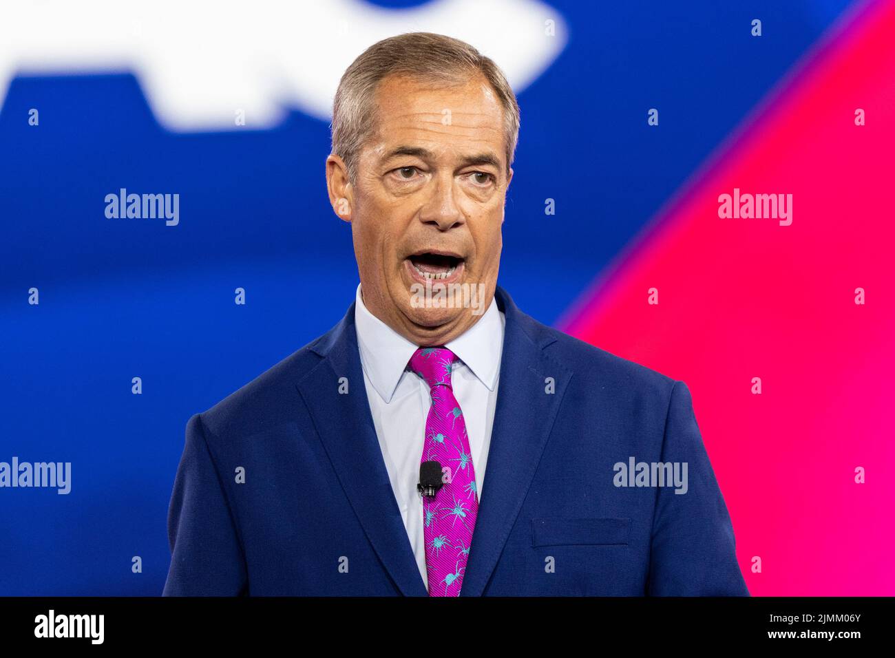 Nigel Farage speaks during CPAC Texas 2022 conference at Hilton Anatole ...
