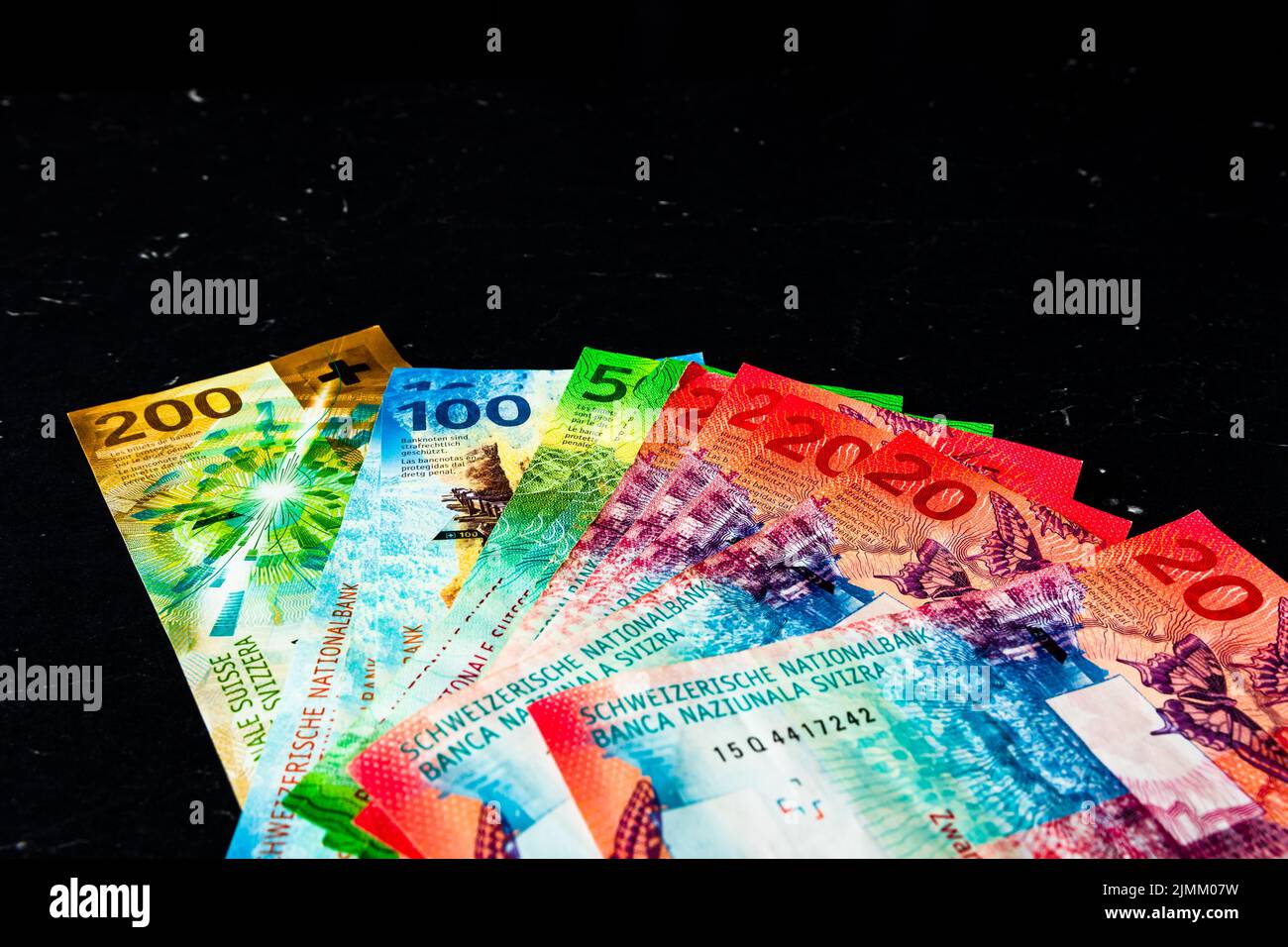 Swiss franc banknote. CHF currency, world money concept Stock Photo - Alamy