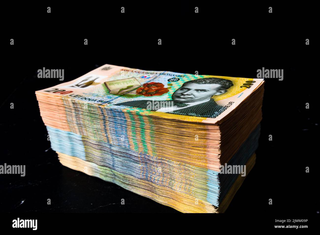 Stack of LEI Romanian money. RON Leu Money European Currency Stock ...