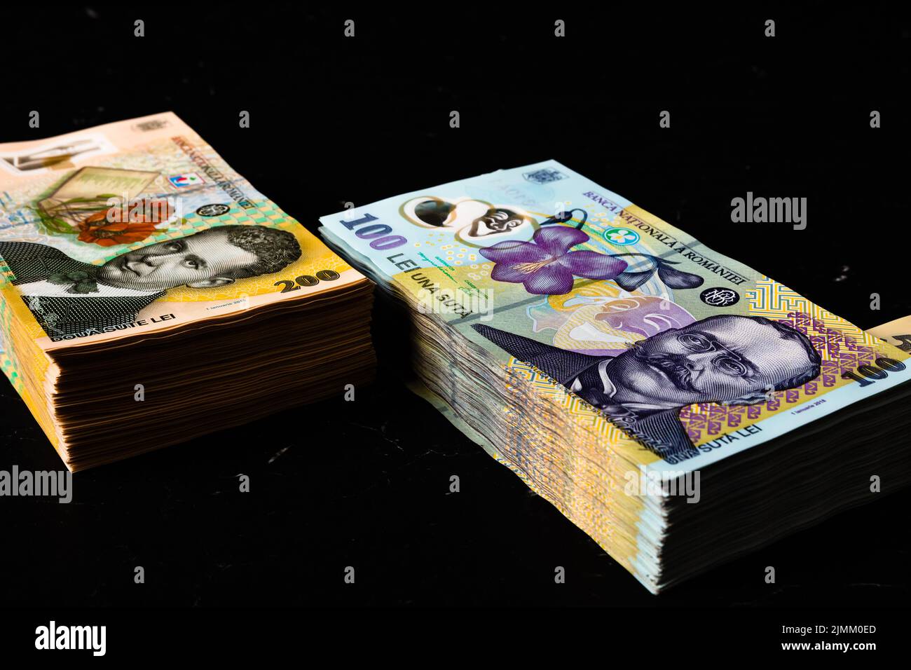 Stack of LEI Romanian money. RON Leu Money European Currency Stock ...