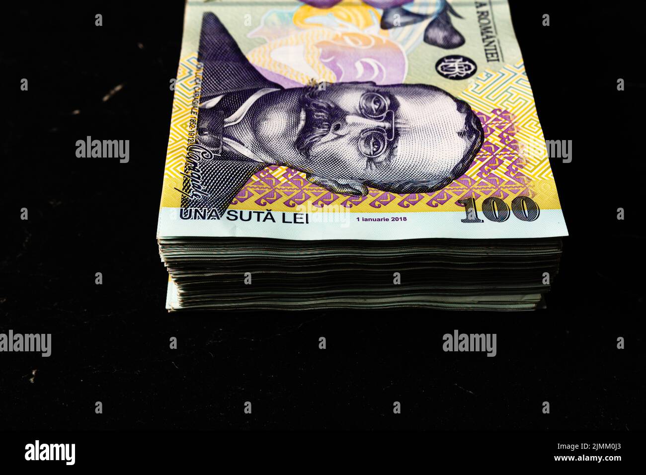 Stack of LEI Romanian money. RON Leu Money European Currency Stock ...