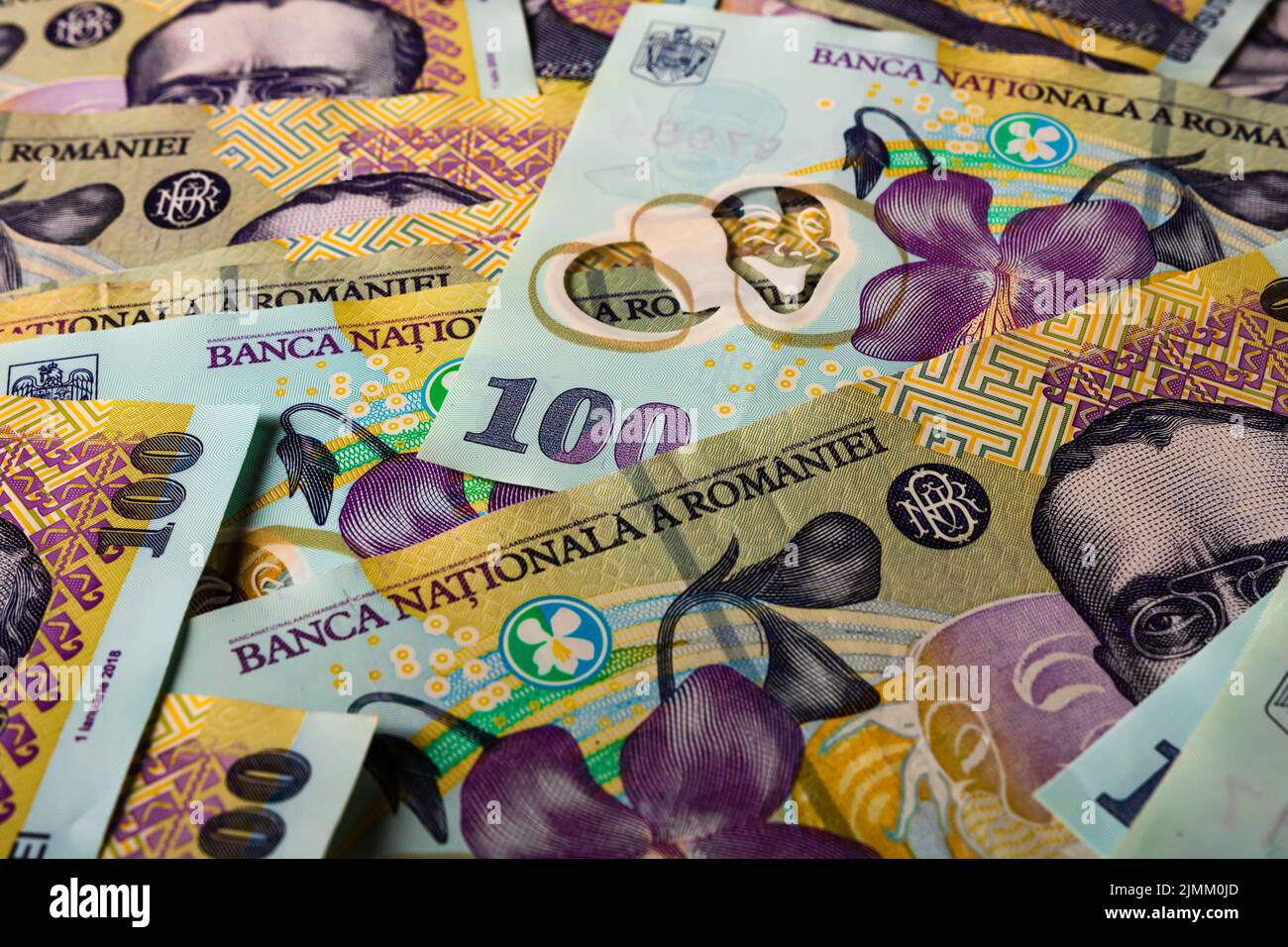 Stack of LEI Romanian money. RON Leu Money European Currency Stock ...