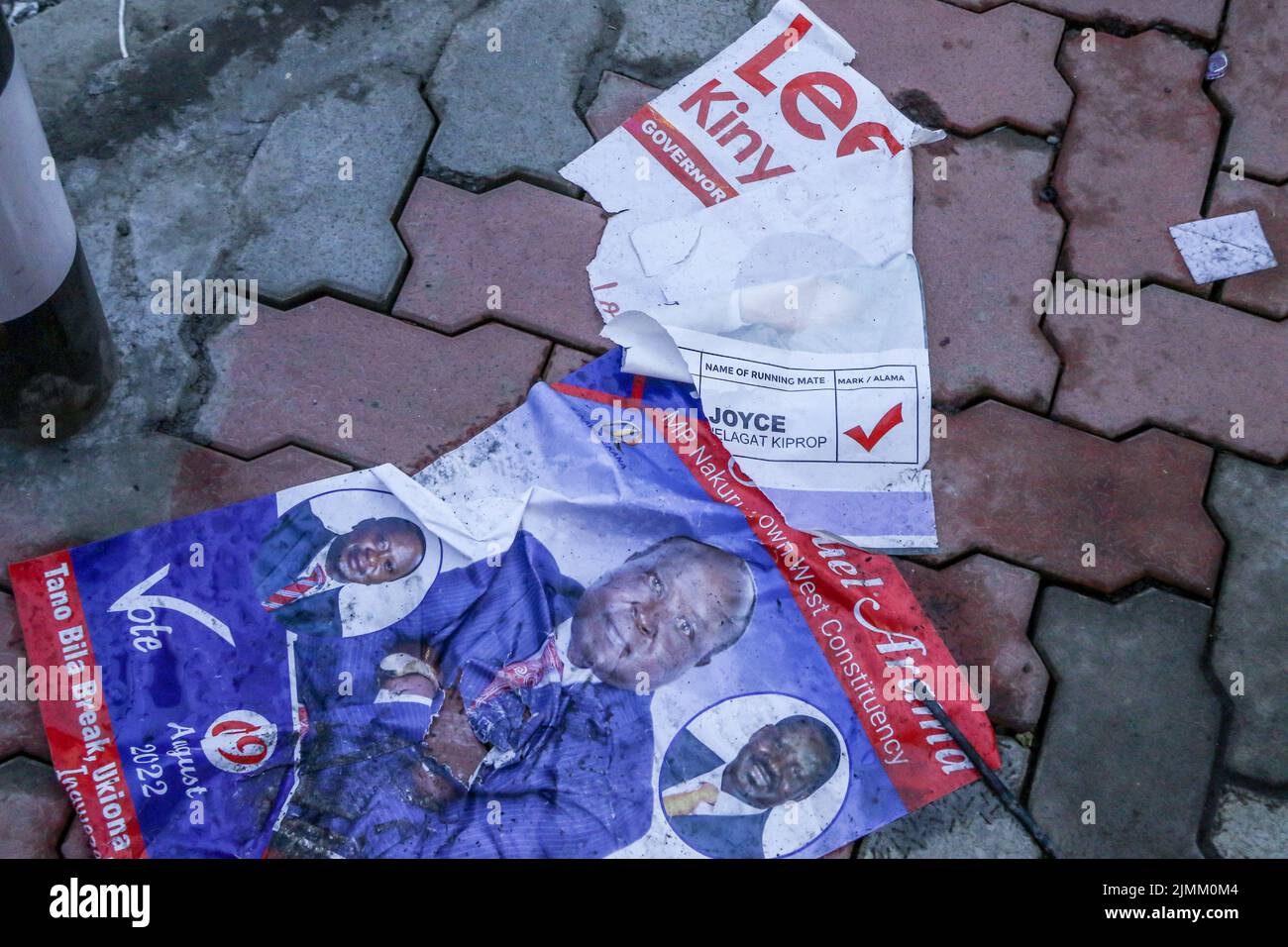 Nakuru, Kenya. 06th Aug, 2022. General view of campaign posters ...