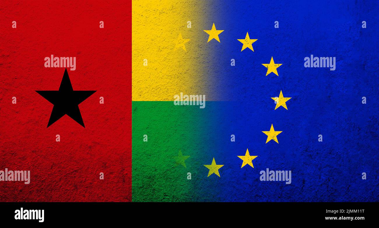 Flag of the European Union with Guinea-Bissau National flag. Grunge ...