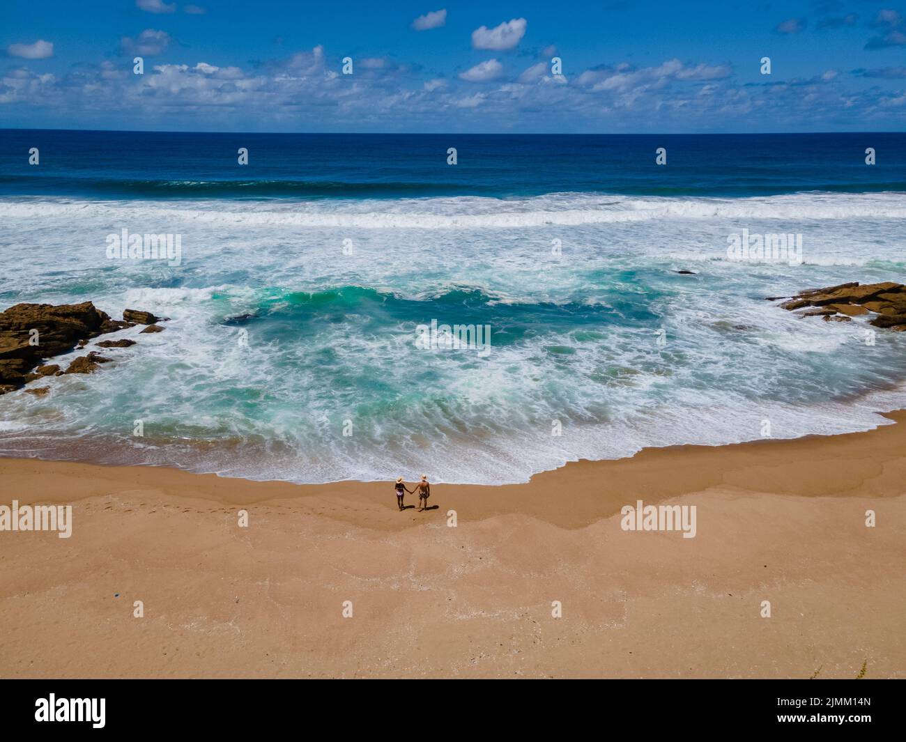 St Lucia South Africa, Rocks sand ocean, and blue coastal skyline at ...