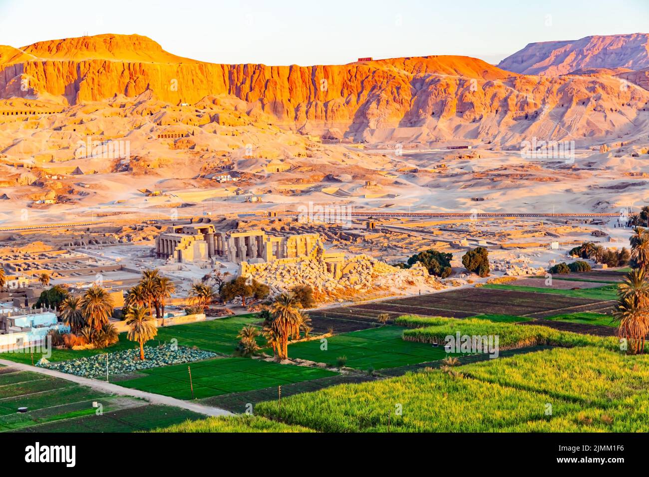 Aerial view of The Temple of Ramesseum for Pharaoh Ramses II Stock ...