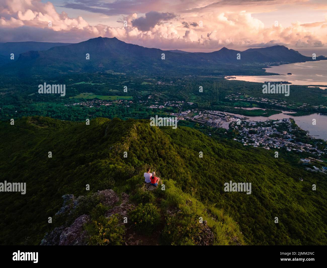 Mauritius, view from the mountain at sunset, Black River Gorges ...